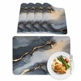 Abstract Marble Texture Leather Placemats Set of 4, 12x18 Inch, Grey ...