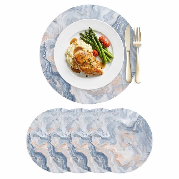 Abstract Marble Texture Leather Placemats Set of 4, 15 Inch, Blue Gray ...