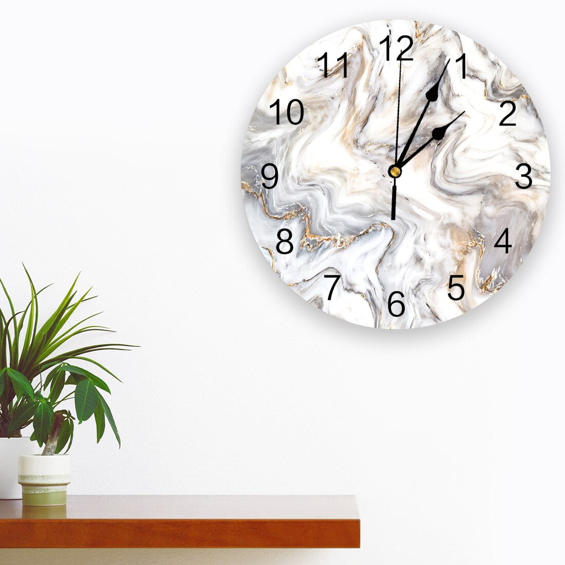 Abstract Marble Texture Living Room Clock Wall Round Clocks Home ...