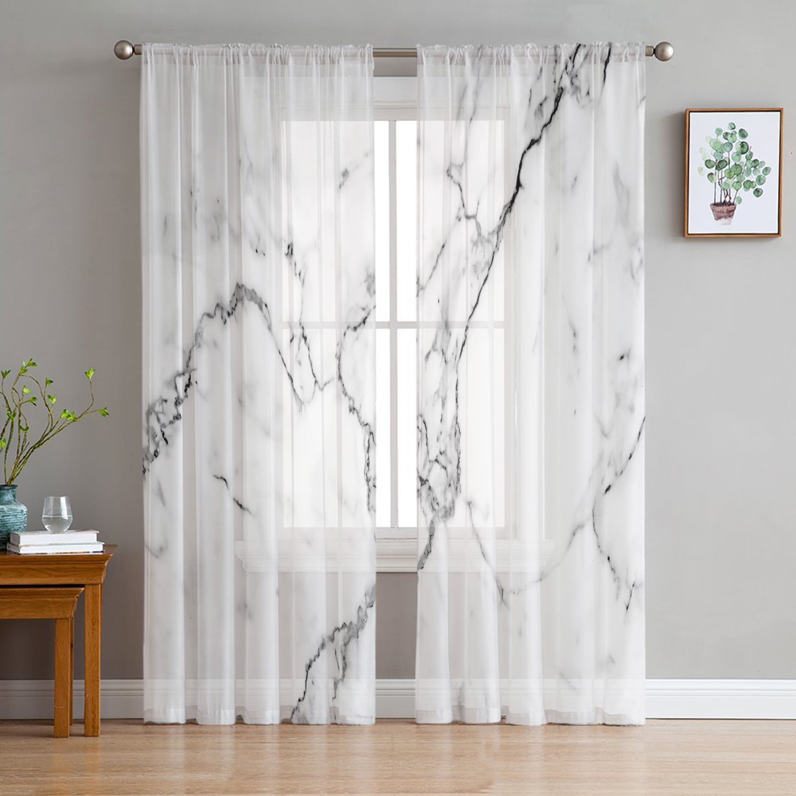 Abstract Marble Texture Modern Tulle Curtains for Living Room Bedroom ...