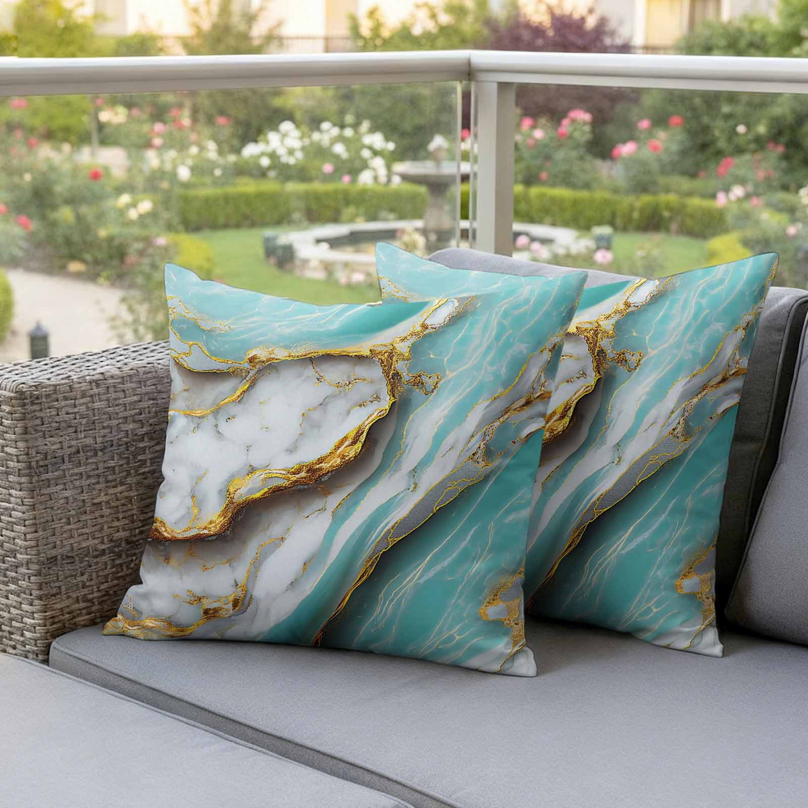 Abstract Marble Texture Ombre Waterproof Throw Pillow Covers Set of 2 ...
