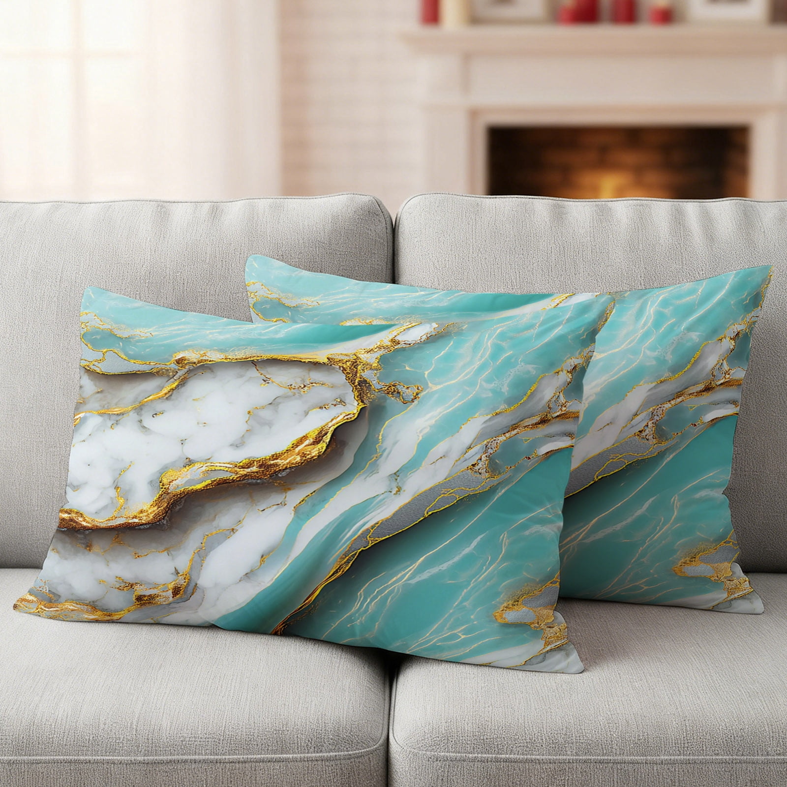 Abstract Marble Texture Ombre Waterproof Throw Pillow Covers Set of 2 ...