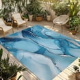 Abstract Marble Texture Outdoor Rug, Blue Gary Water Ripple Non-Slip ...