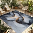 Abstract Marble Texture Outdoor Rug, Gold Crack Gray Black Gradient Art ...
