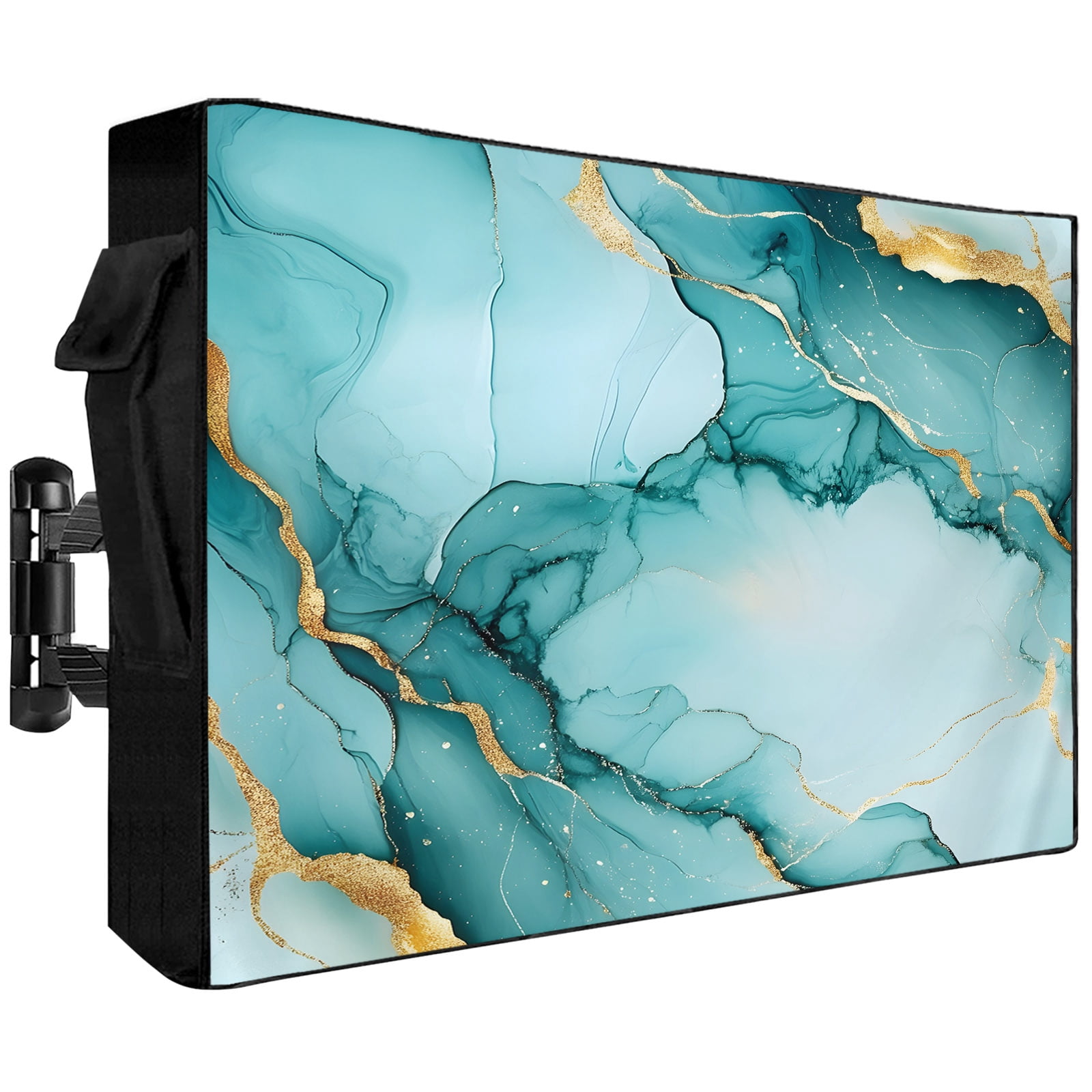 Abstract Marble Texture Outdoor TV Cover 52 to 55 inch Teal Gold ...