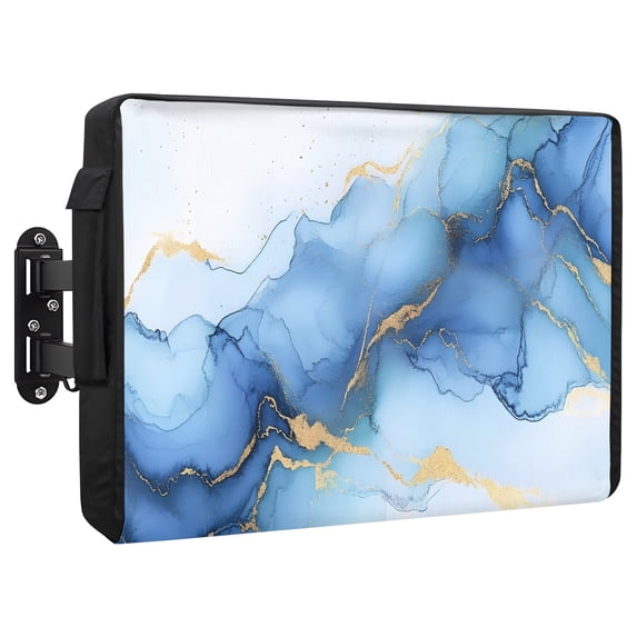 Abstract Marble Texture Outdoor TV Cover 60 to 65 Inch Gold Blue ...