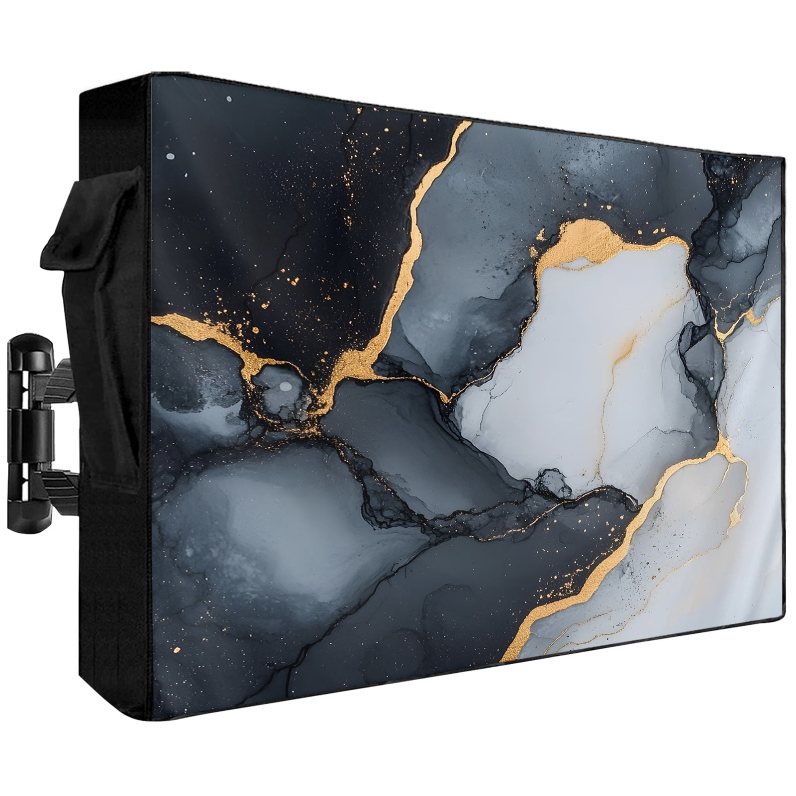 Abstract Marble Texture Outdoor TV Cover 60 to 65 inch Gold Crack Black ...
