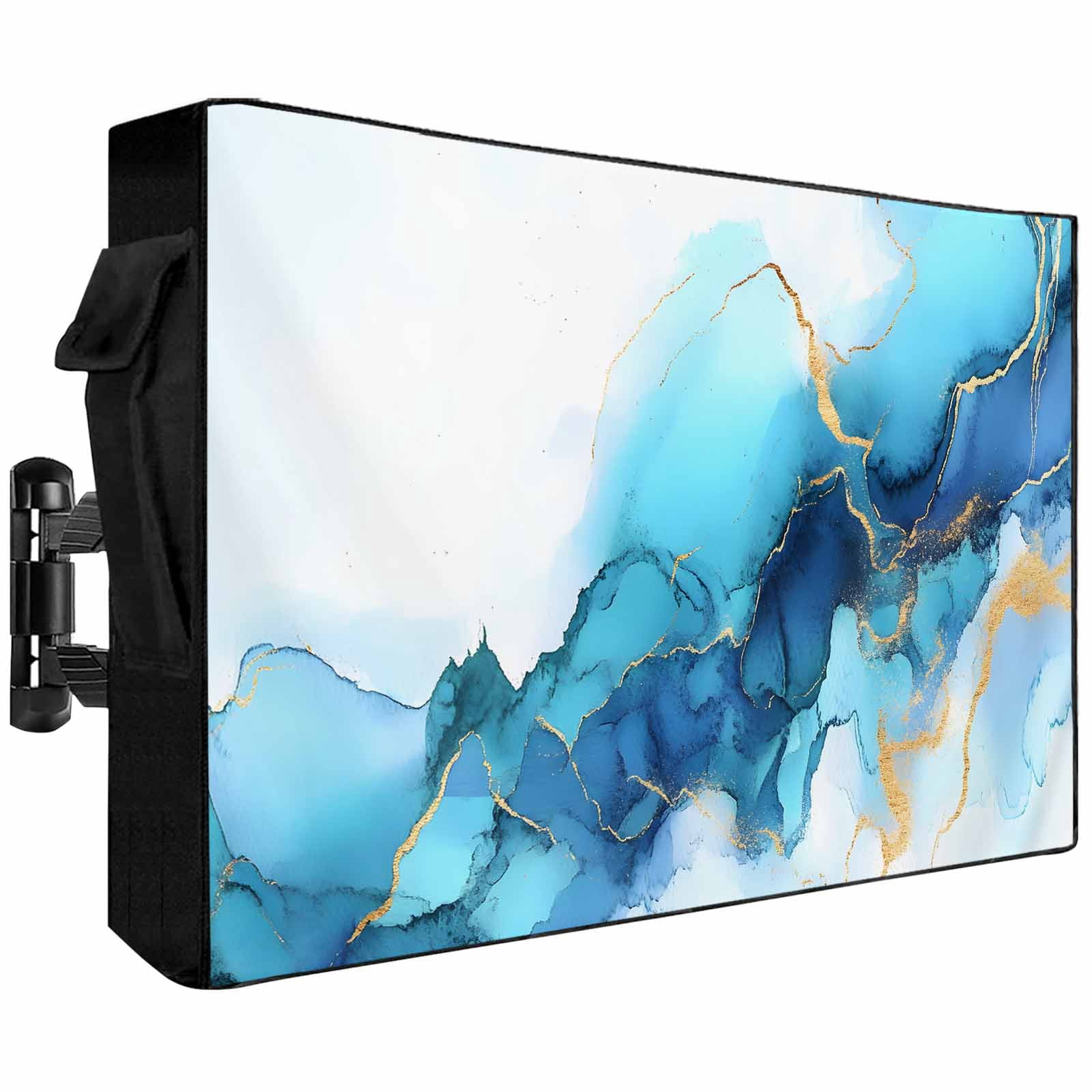 Abstract Marble Texture Outdoor TV Cover 70 to 75 inch Blue Gold ...