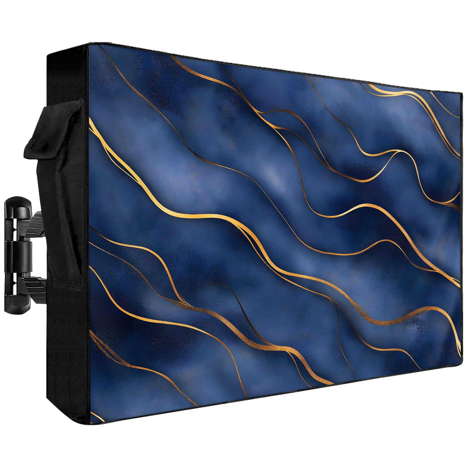 Abstract Marble Texture Outdoor TV Cover 70 to 75 inch Deep Blue Gold ...