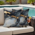 Abstract Marble Texture Outdoor Throw Pillow Covers Set of 2, Grey Gold ...
