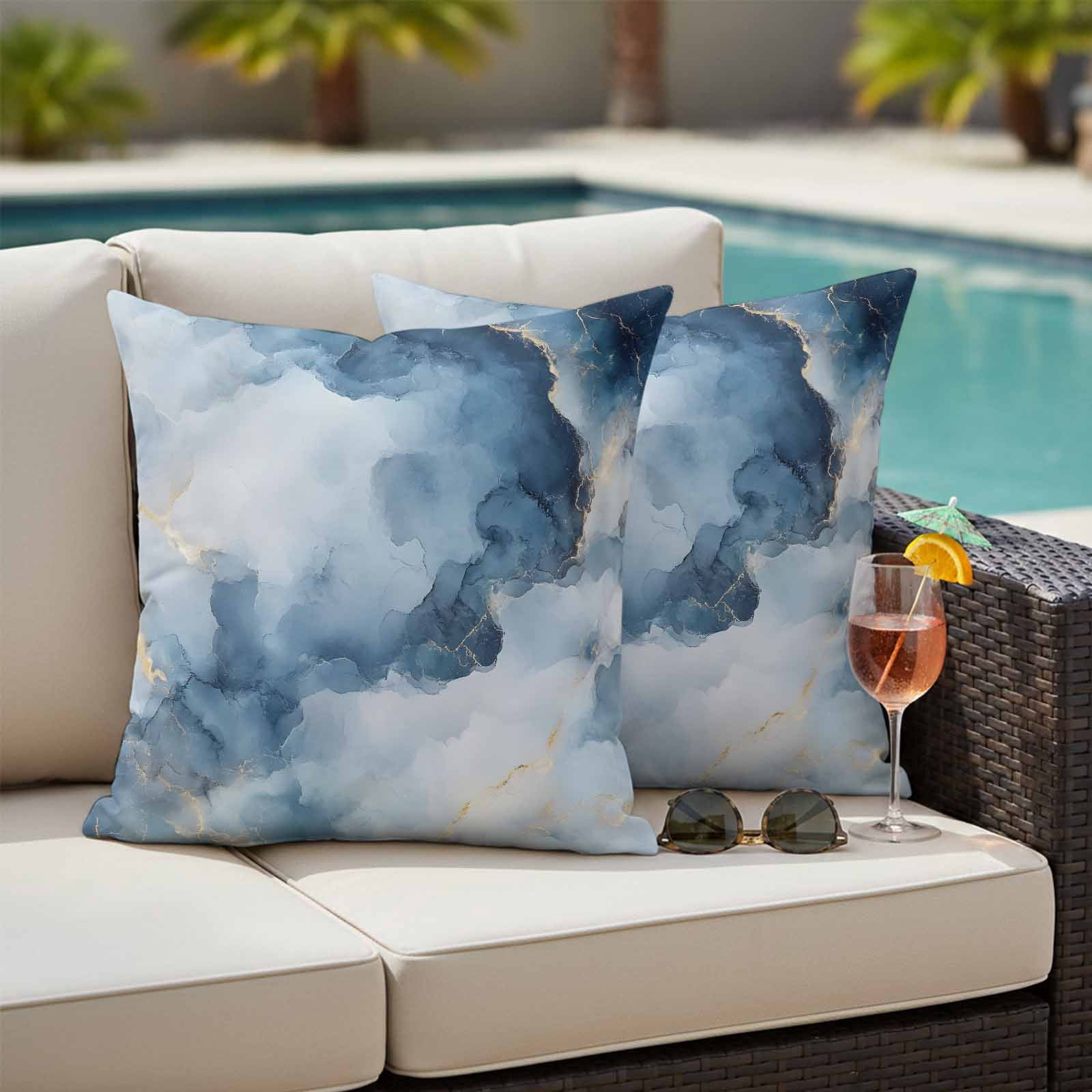 Abstract Marble Texture Outdoor Waterproof Throw Pillow Covers Set of 2 ...