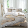 Abstract Marble Texture Pattern Queen Size Bed Set,Gray Gold Gradient ...