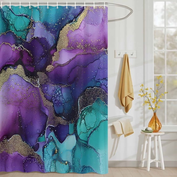 Abstract Marble Texture Pattern Shower Curtain Set, Waterproof Shower ...