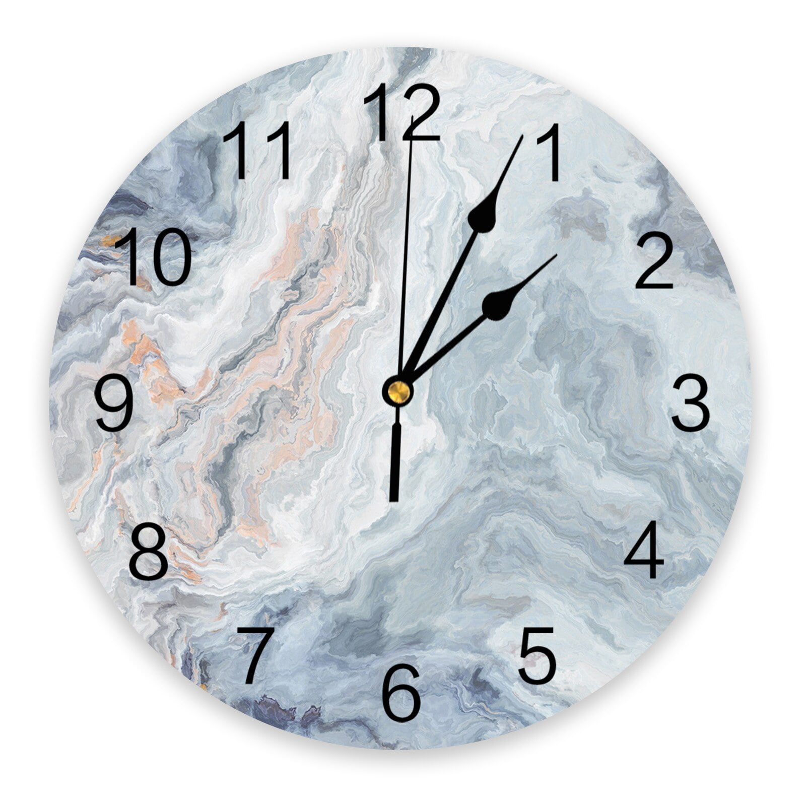 Abstract Marble Texture Print Wall Clock Wall Art Silent Non ticking ...