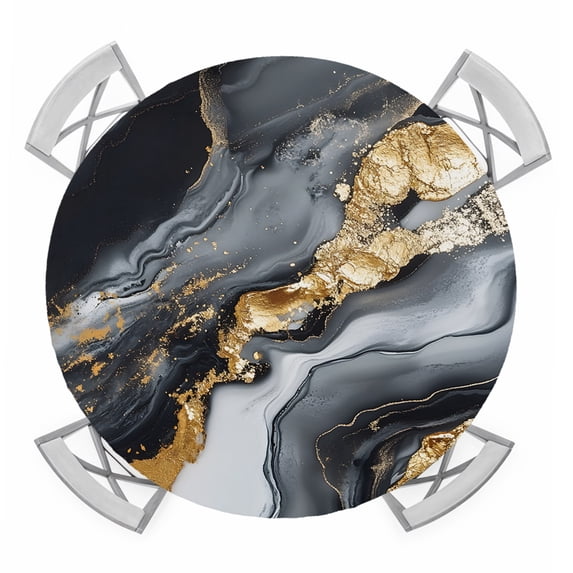 Abstract Marble Texture Round Fitted Tablecloth with Elastic Edge ...