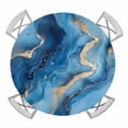 Abstract Marble Texture Round Fitted Tablecloth with Elastic Edge, Blue ...