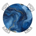 Abstract Marble Texture Round Fitted Tablecloth with Elastic Edge, Blue ...
