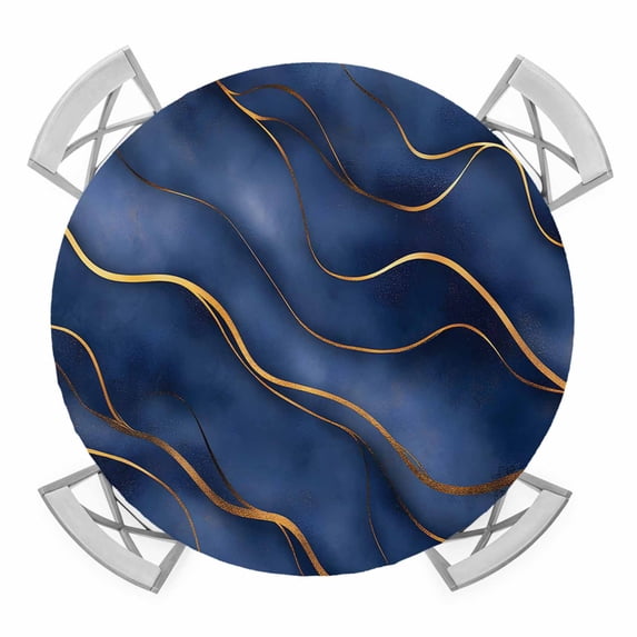 Abstract Marble Texture Round Fitted Tablecloth with Elastic Edge, Deep ...