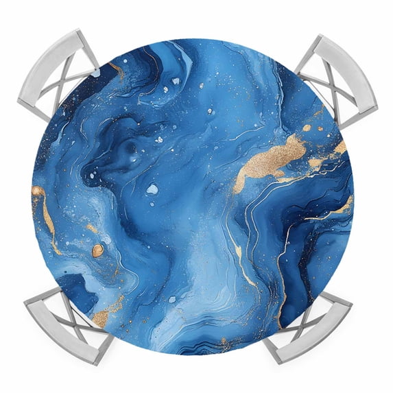 Abstract Marble Texture Round Fitted Tablecloth with Elastic Edge ...