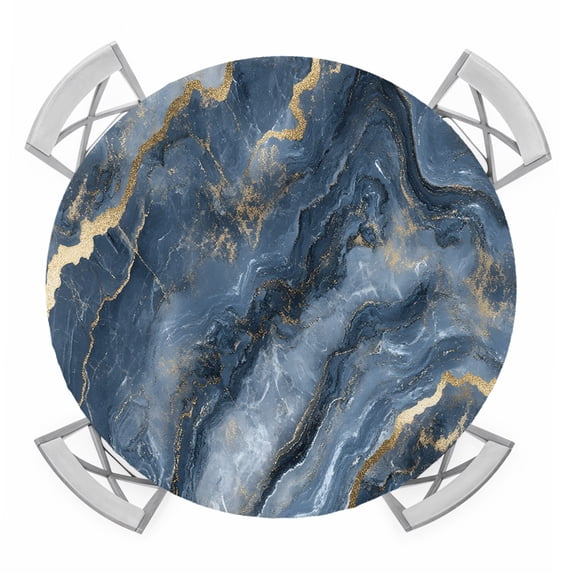 Abstract Marble Texture Round Fitted Tablecloth with Elastic Edge ...