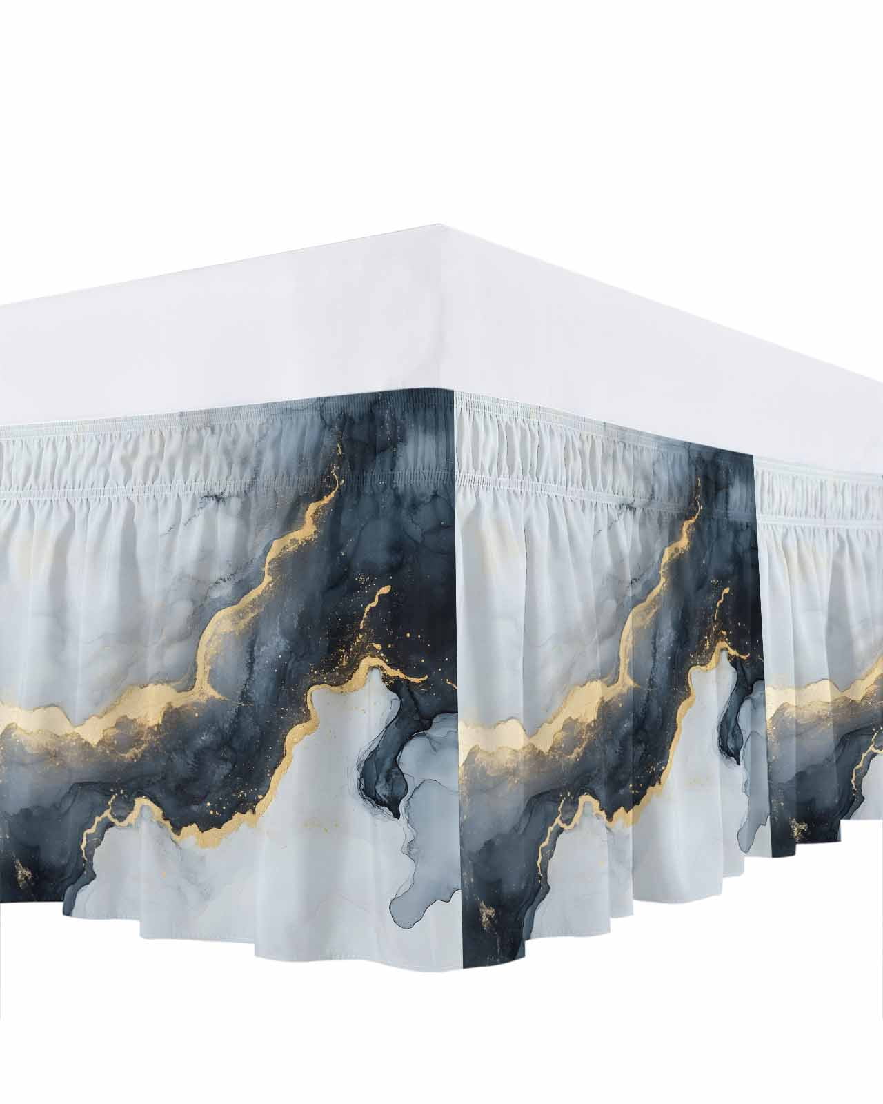 Abstract Marble Texture Ruffle Bed Skirt King Size Grey Black Gradient ...
