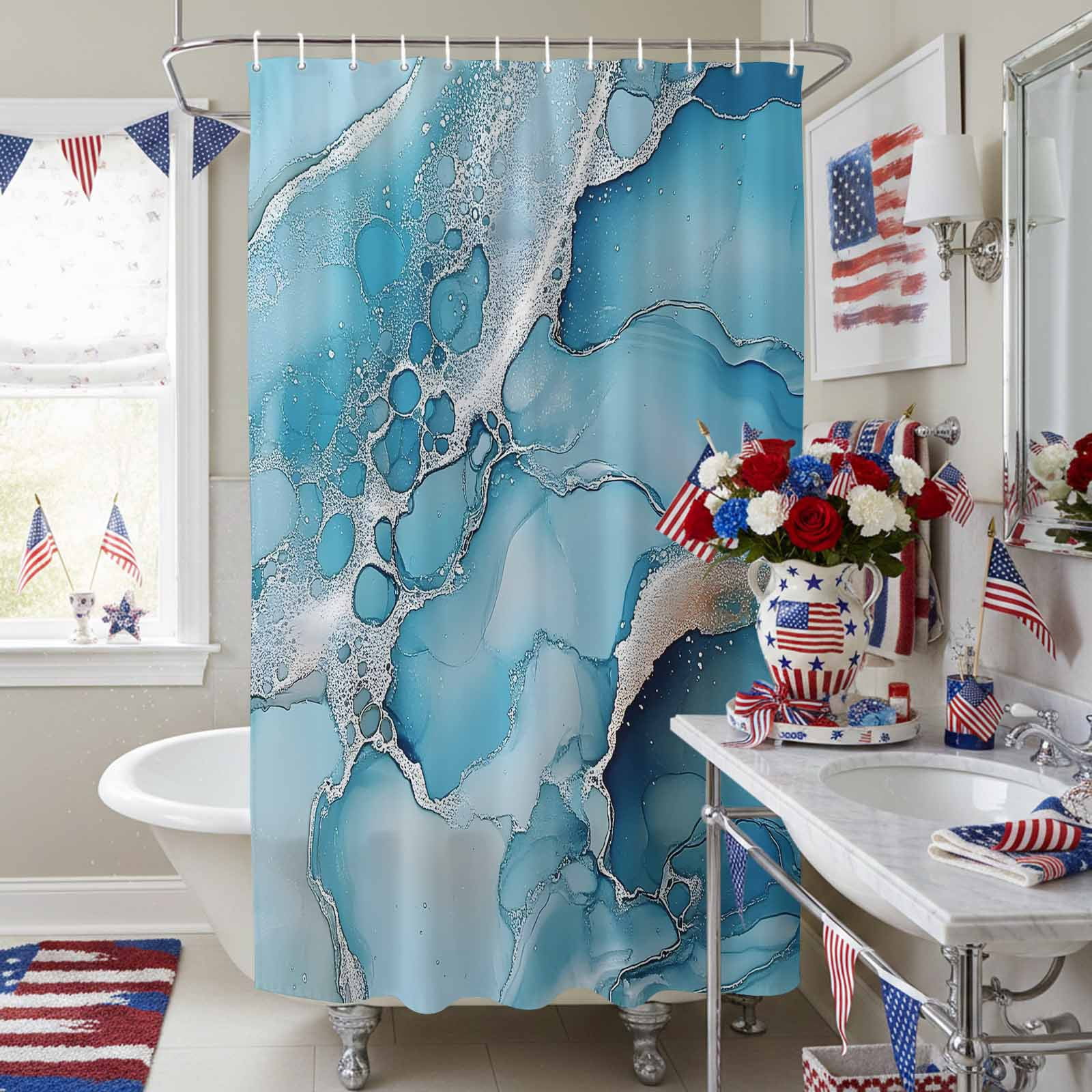 Abstract Marble Texture Seamless Shower Curtain for Bathroom, Gradient ...