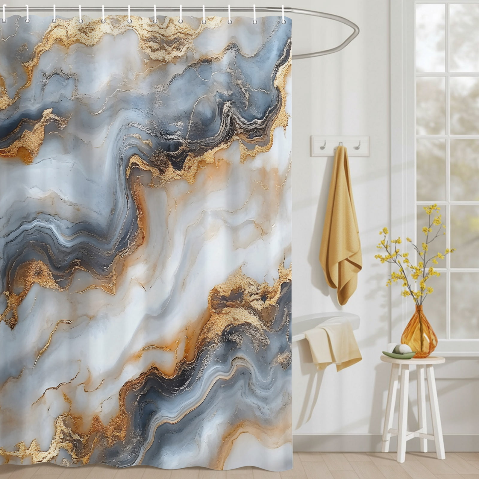 Abstract Marble Texture Seamless Shower Curtain Set, Waterproof Shower ...