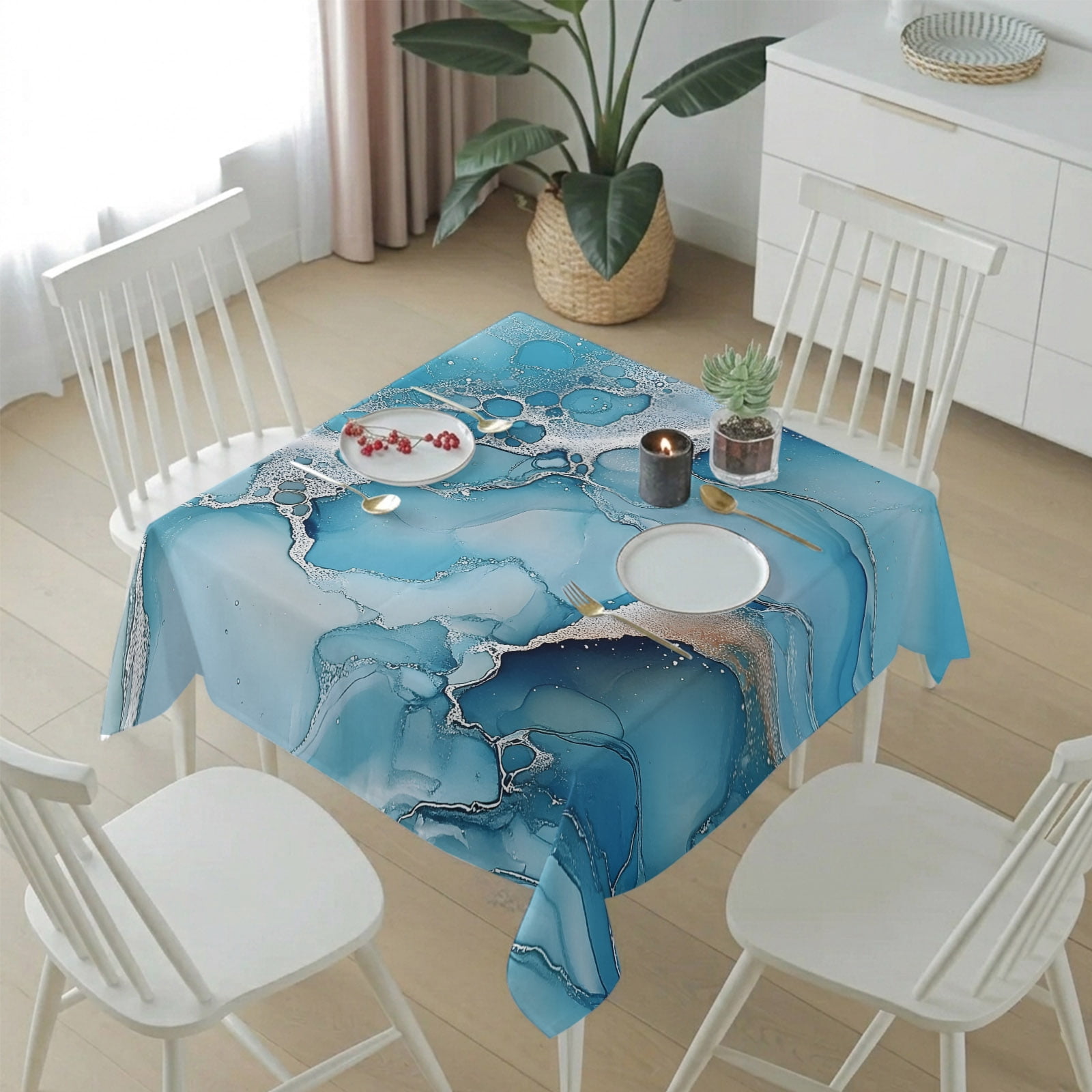 Abstract Marble Texture Seamless Table Cloth 60x60in, Waterproof Square ...