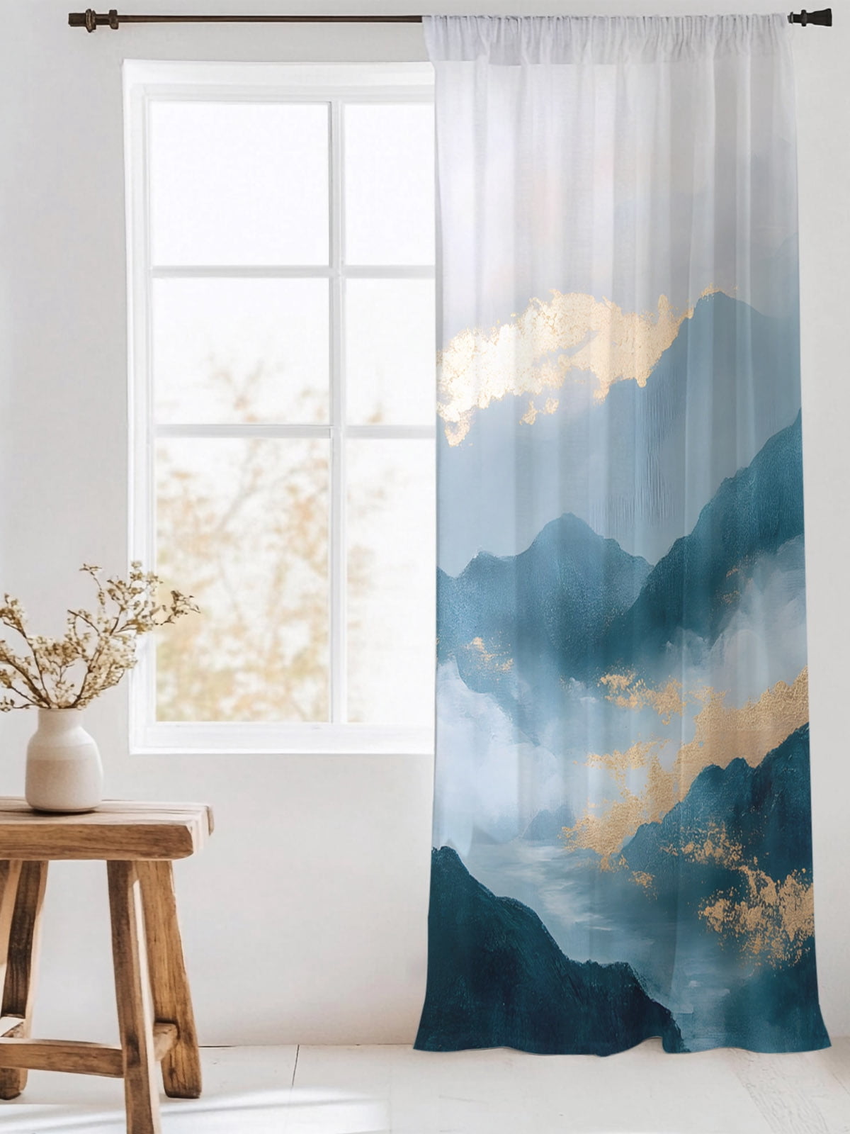 Abstract Marble Texture Sheer Curtains 108 Inch Long 1 Panel Gradient ...