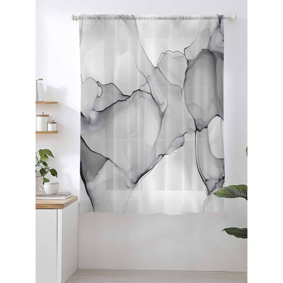 Abstract Marble Texture Sheer Curtains 72 Inch Long 1 Panel Gradient ...