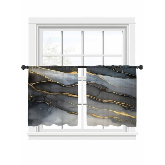 Abstract Marble Texture Sheer Curtains for Living Room Bedroom, Light ...