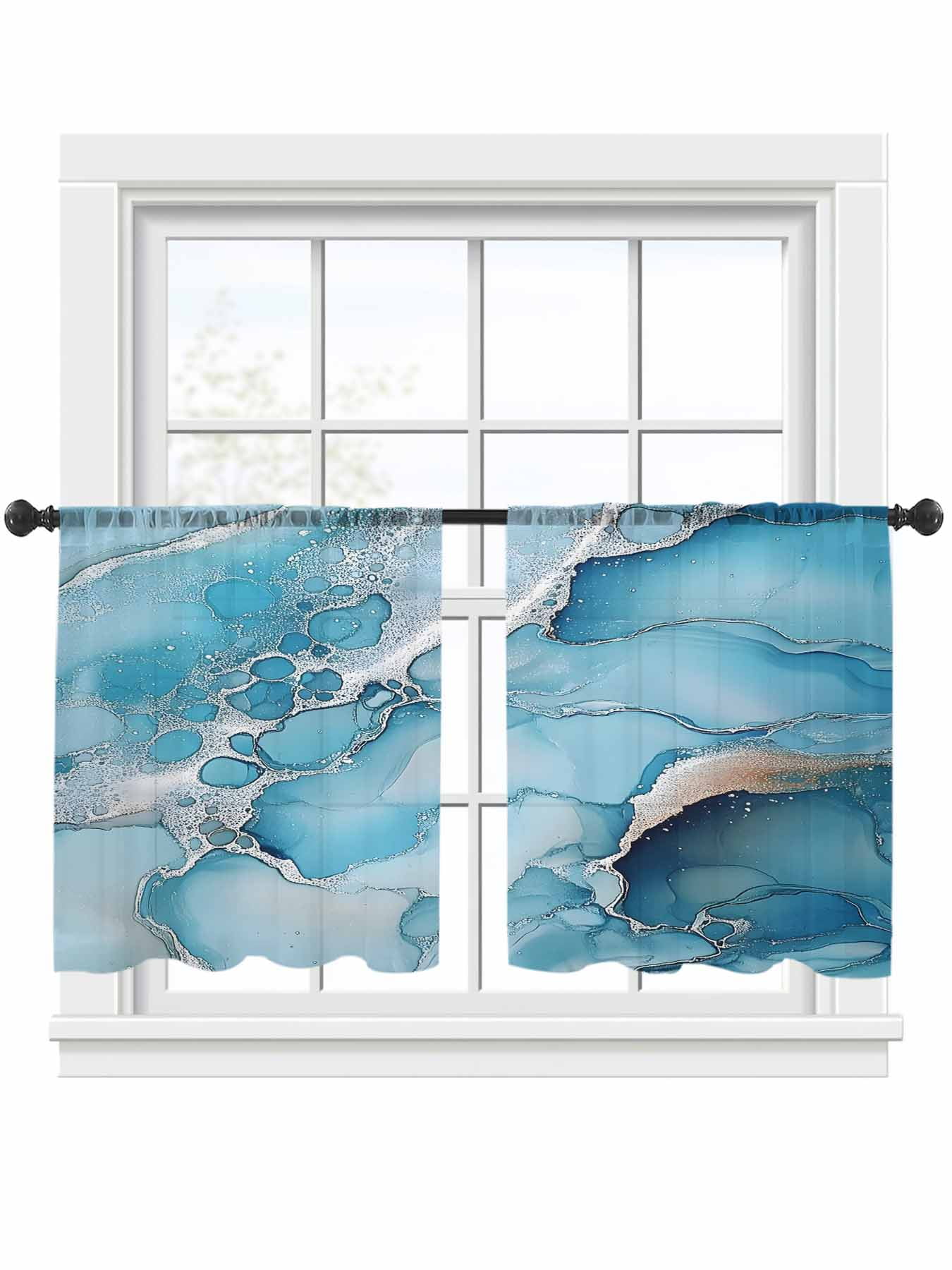 Abstract Marble Texture Sheer Curtains for Living Room Bedroom, Light ...