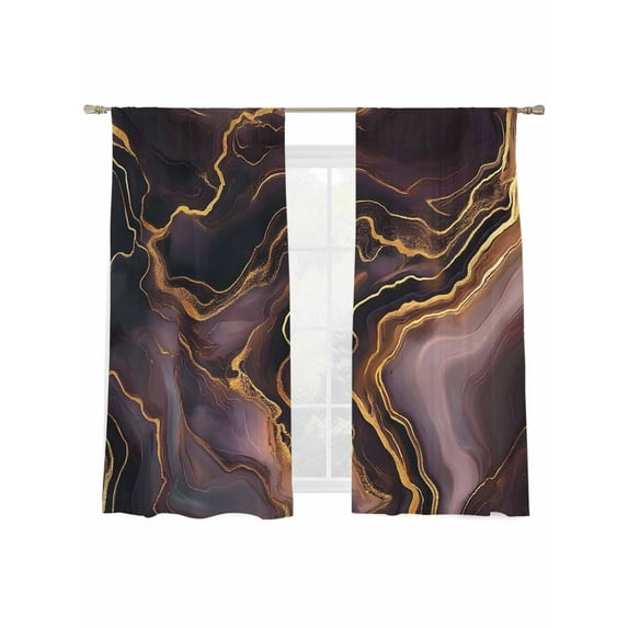Abstract Marble Texture Sheer Curtains for Living Room Bedroom, Light ...