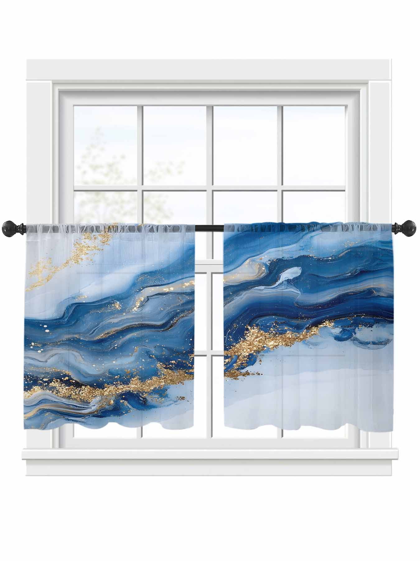Abstract Marble Texture Sheer Curtains for Living Room Bedroom, Light ...