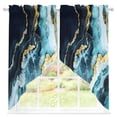Abstract Marble Texture Sheer Curtains Swag Valances for Windows Blue ...