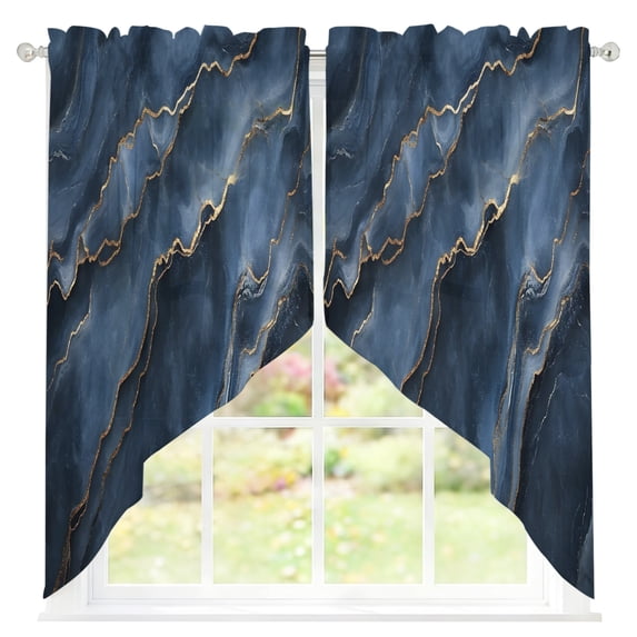 Abstract Marble Texture Sheer Curtains Swag Valances for Windows Deep ...