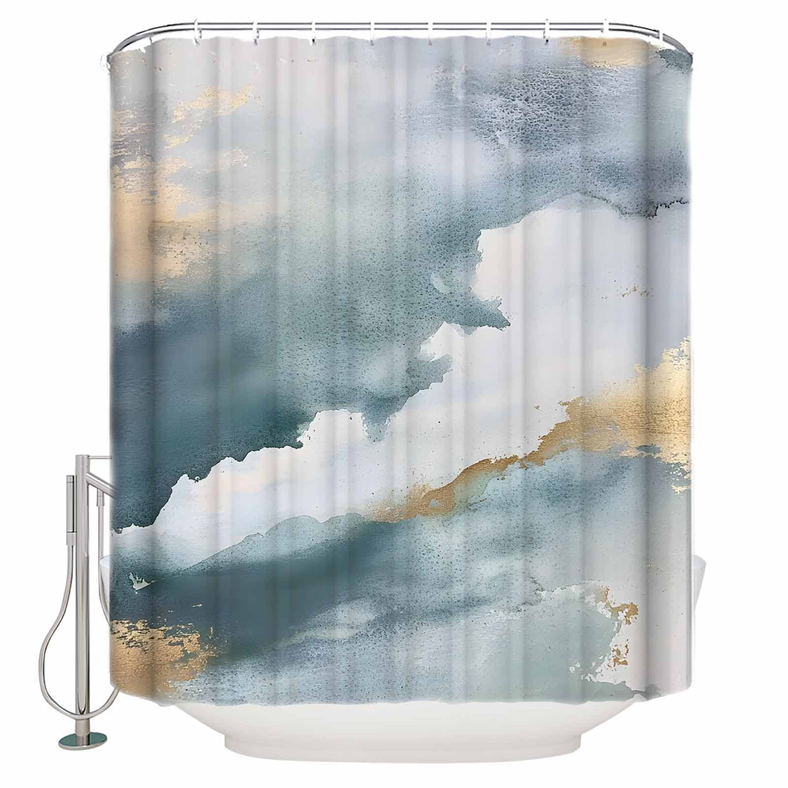 Abstract Marble Texture Shower Curtain Set ，Waterproof Fabric Shower ...