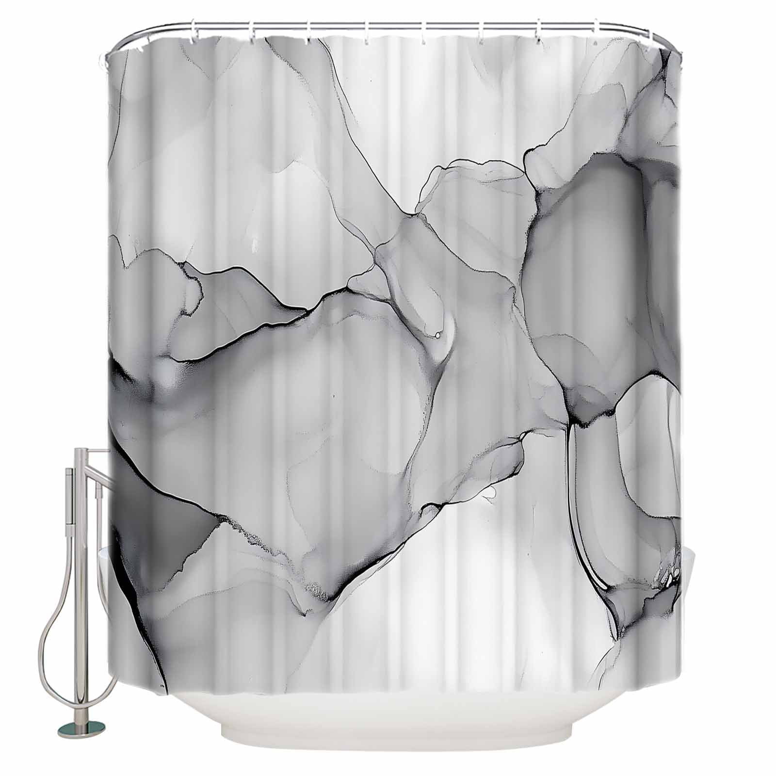 Abstract Marble Texture Shower Curtain Set ，Waterproof Fabric Shower ...