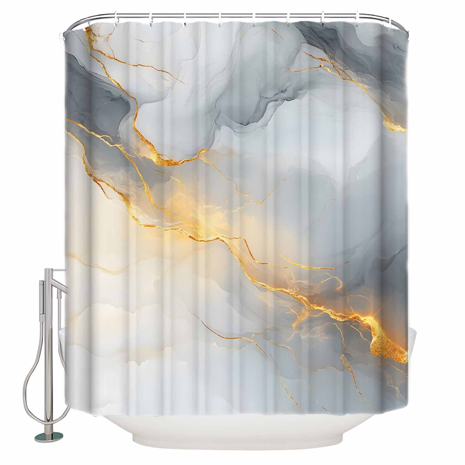 Abstract Marble Texture Shower Curtain Set ，Waterproof Fabric Shower ...