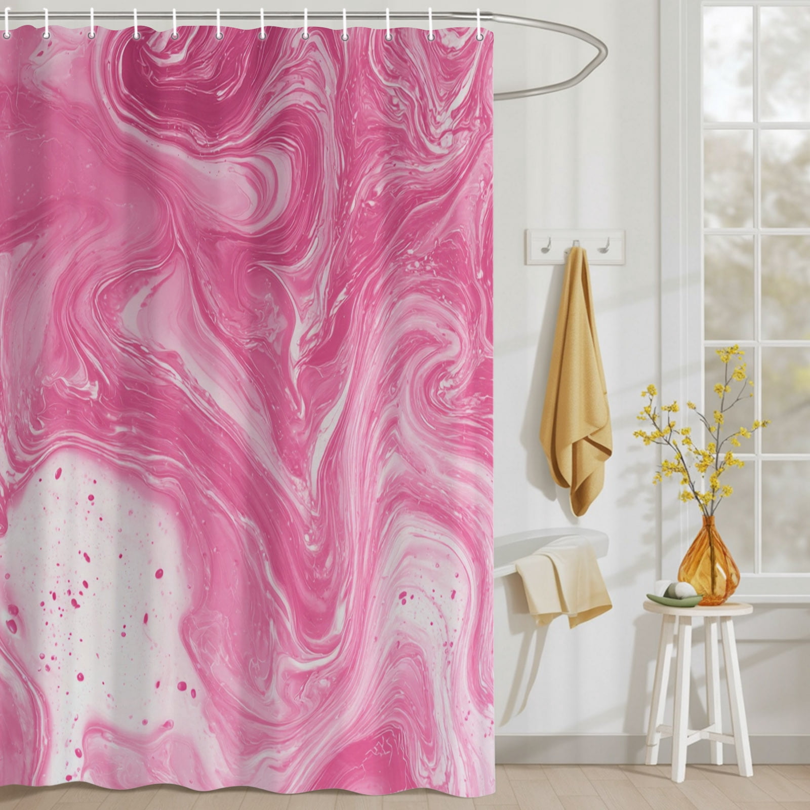 Abstract Marble Texture Shower Curtain Set, Waterproof Shower Curtains ...