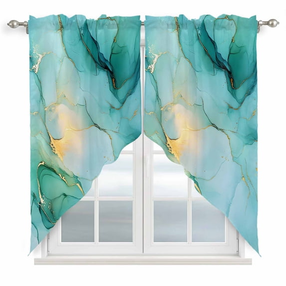 Abstract Marble Texture Swag Curtain Valance for Window 2 Panels Gold ...