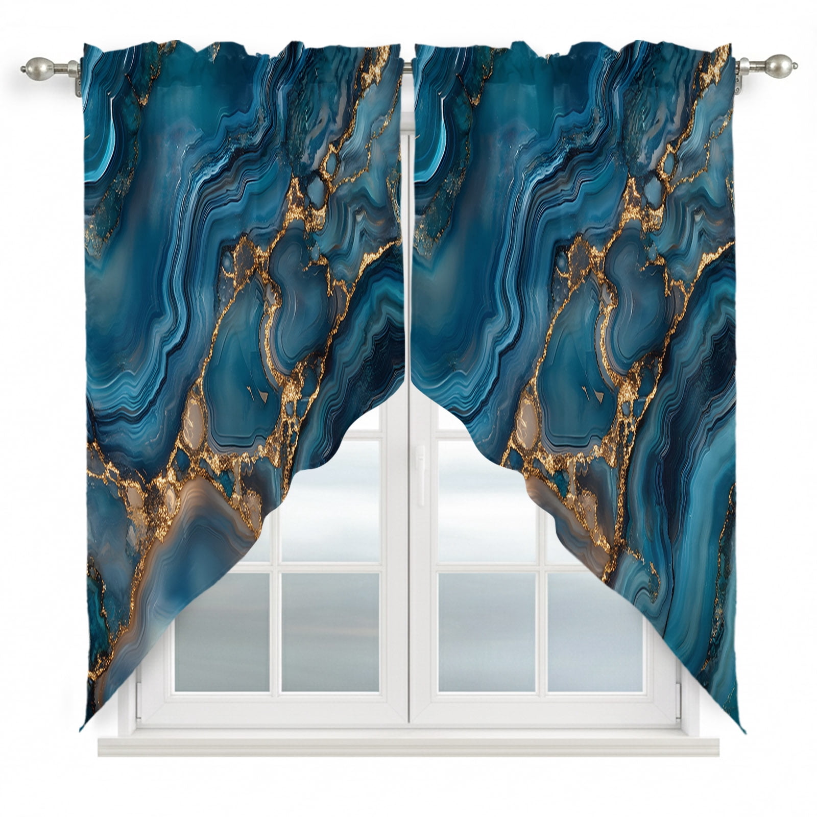 Abstract Marble Texture Swag Curtain Valance for Window 2 Panels ...