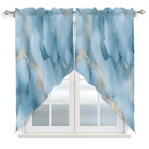 Abstract Marble Texture Swag Curtain Valance for Window 2 Panels ...
