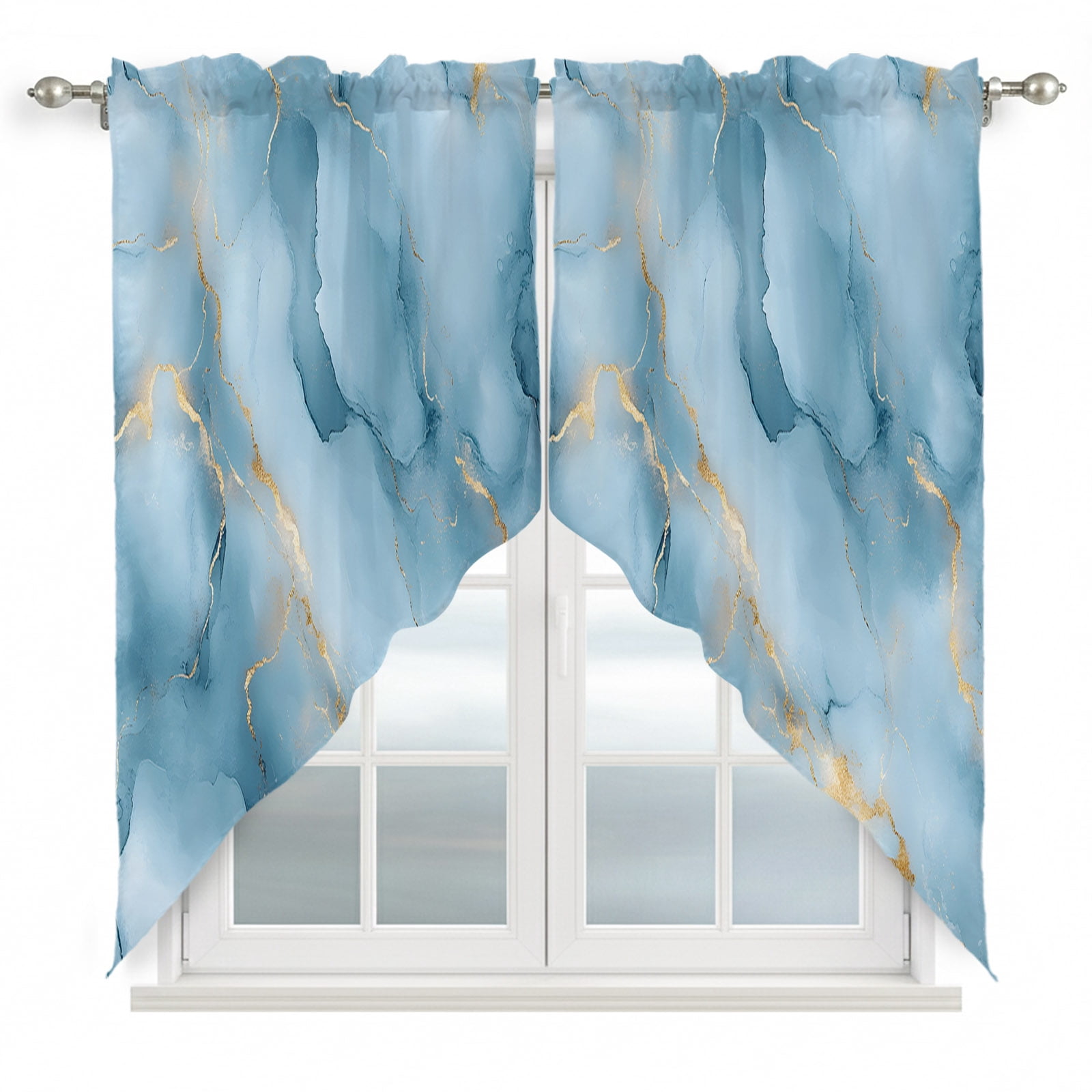 Abstract Marble Texture Swag Curtain Valance for Window 2 Panels ...