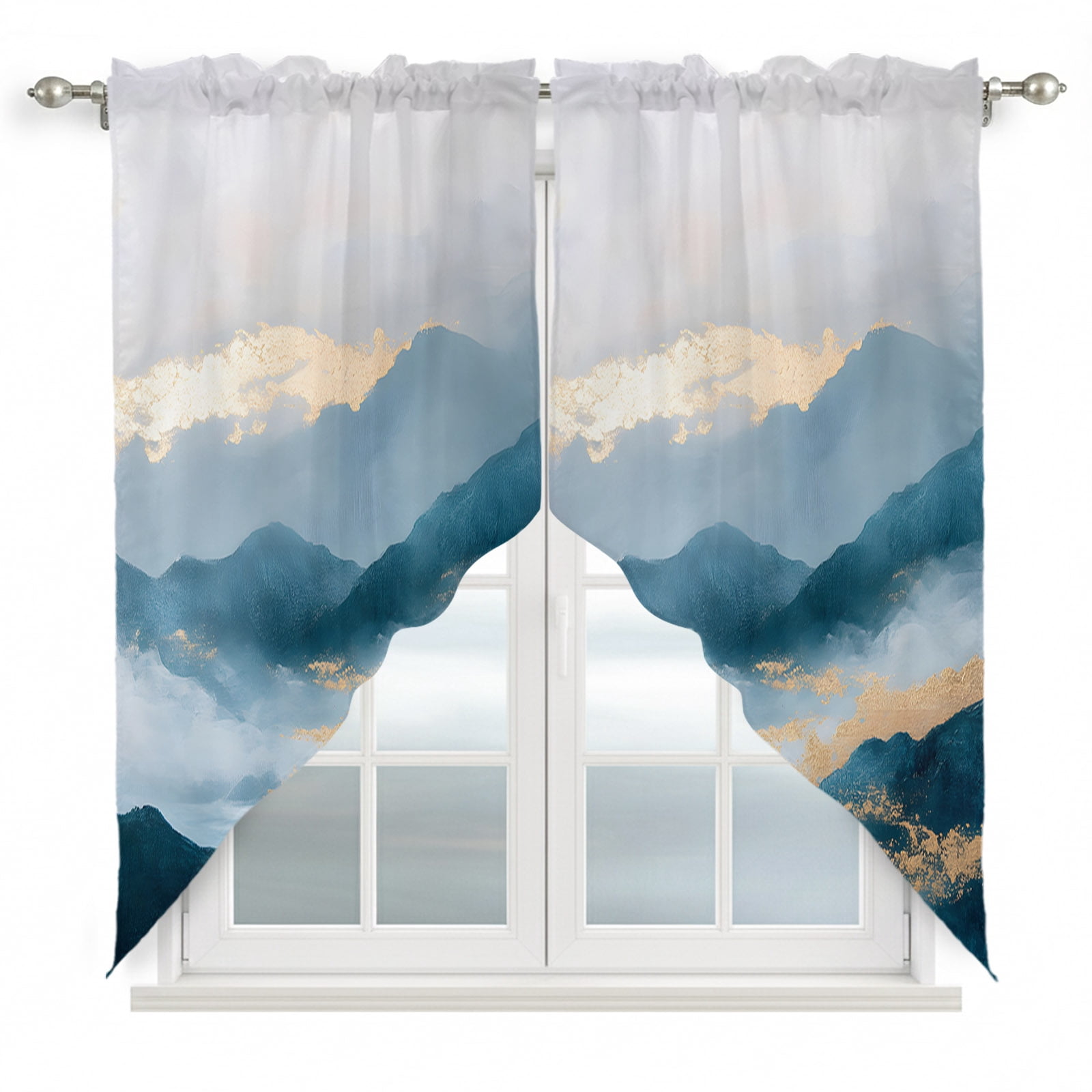 Abstract Marble Texture Swag Curtain Valance for Window 2 Panels ...