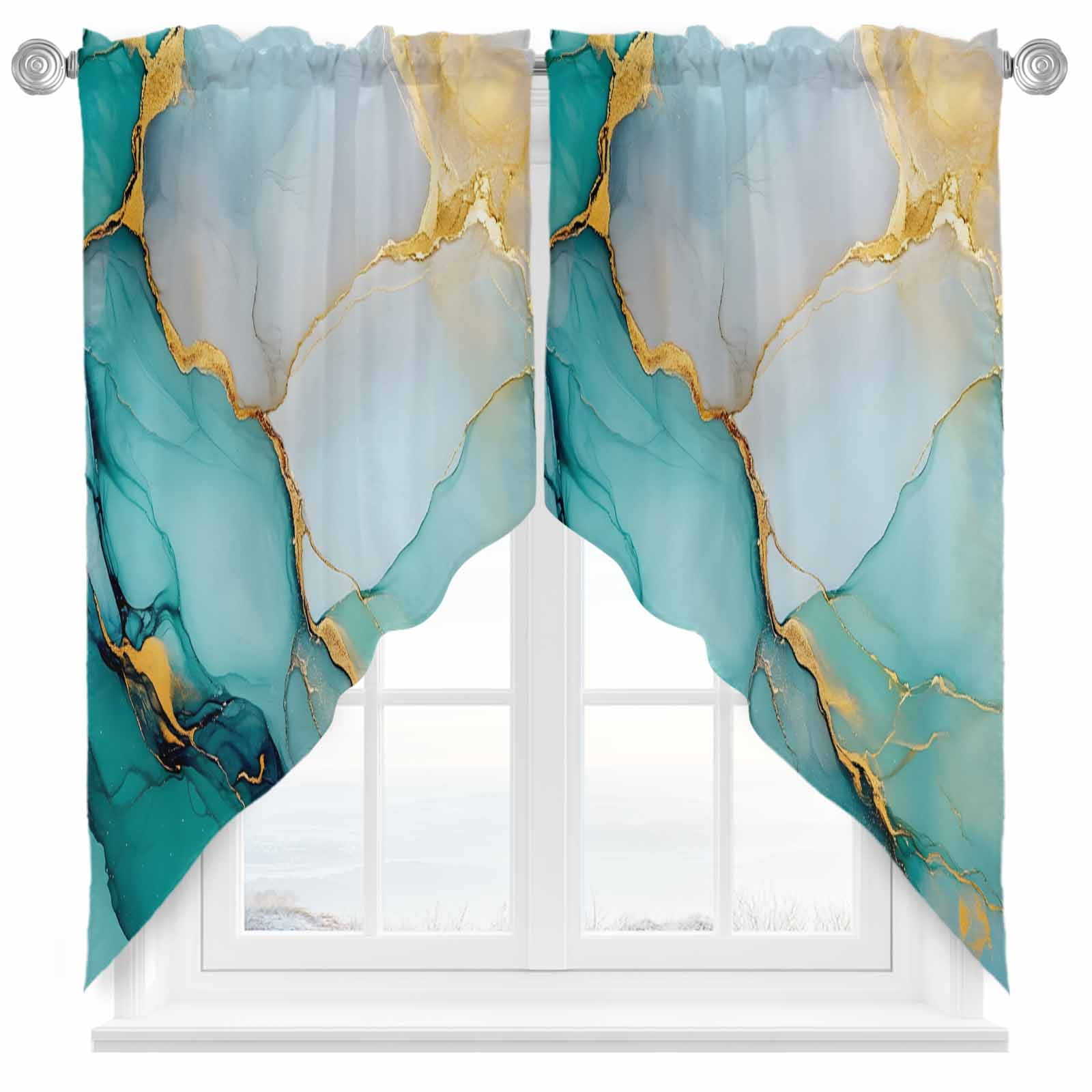 Abstract Marble Texture Swag Valances for Windows 2 Pack Dark Green ...