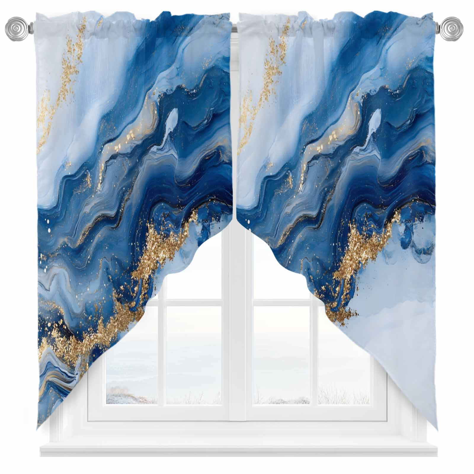 Abstract Marble Texture Swag Valances for Windows 2 Pack Waves Gradient ...