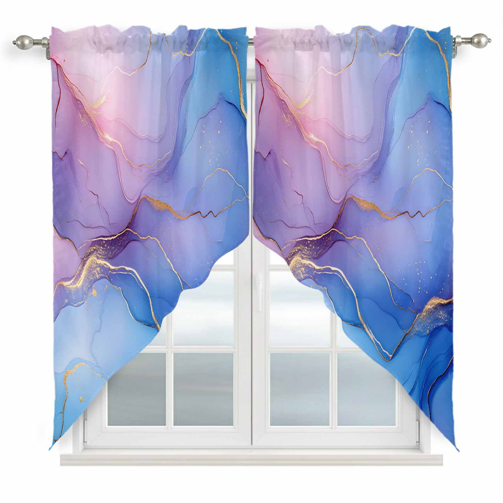 Abstract Marble Texture Swag Valances for Windows 36 inches Long, Blue ...