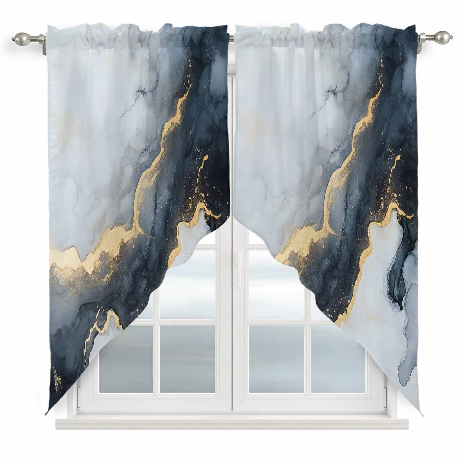 Abstract Marble Texture Swag Valances for Windows 36 inches Long, Grey ...