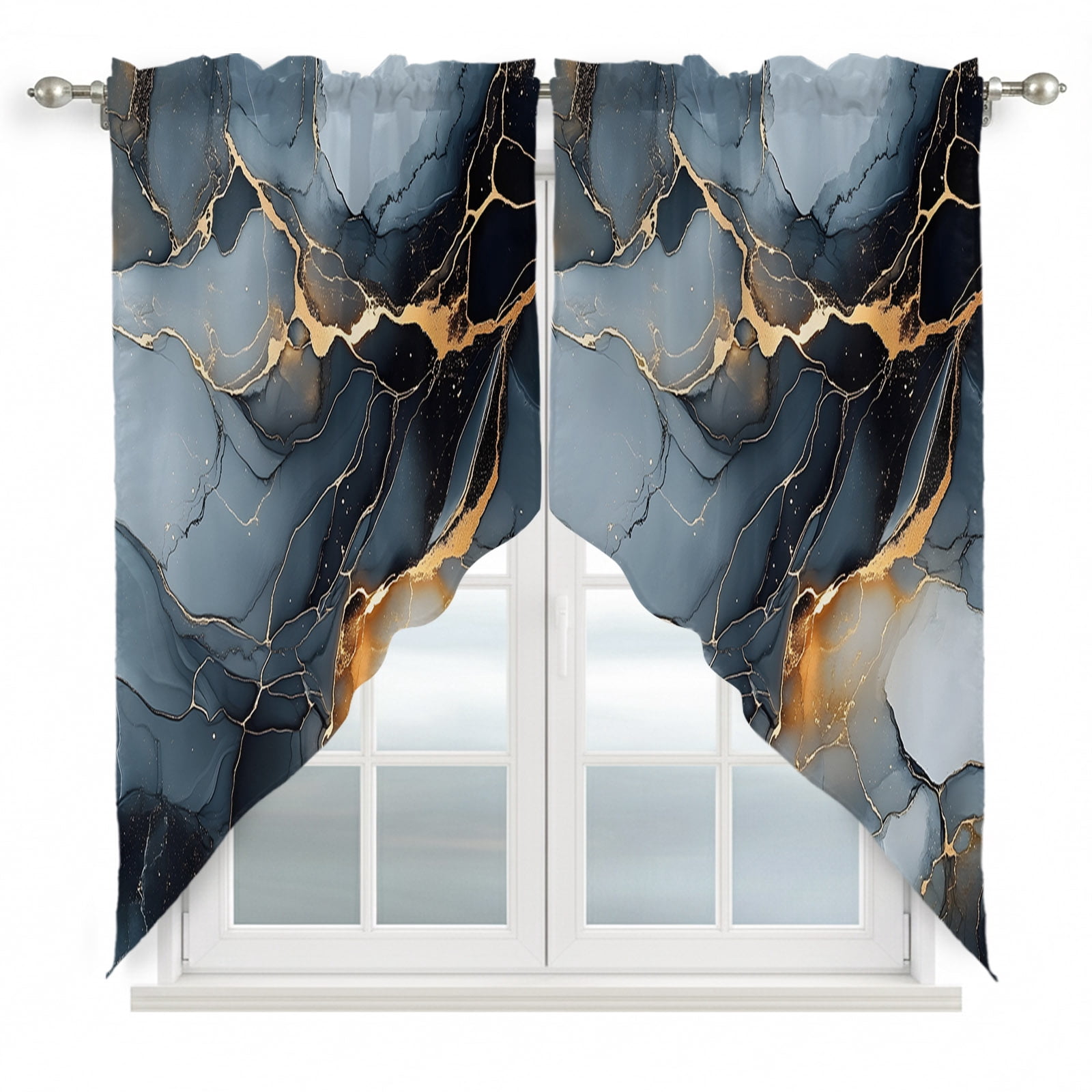 Abstract Marble Texture Swag Valances for Windows 36 inches Long, Grey ...